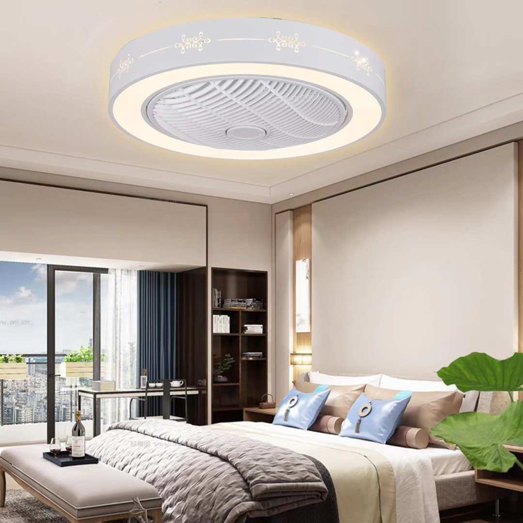 White Modern Flush LED Ceiling Fan and Light - Contemporary - Ceiling ...