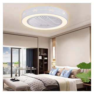 White Modern Flush LED Ceiling Fan and Light - Contemporary - Ceiling ...