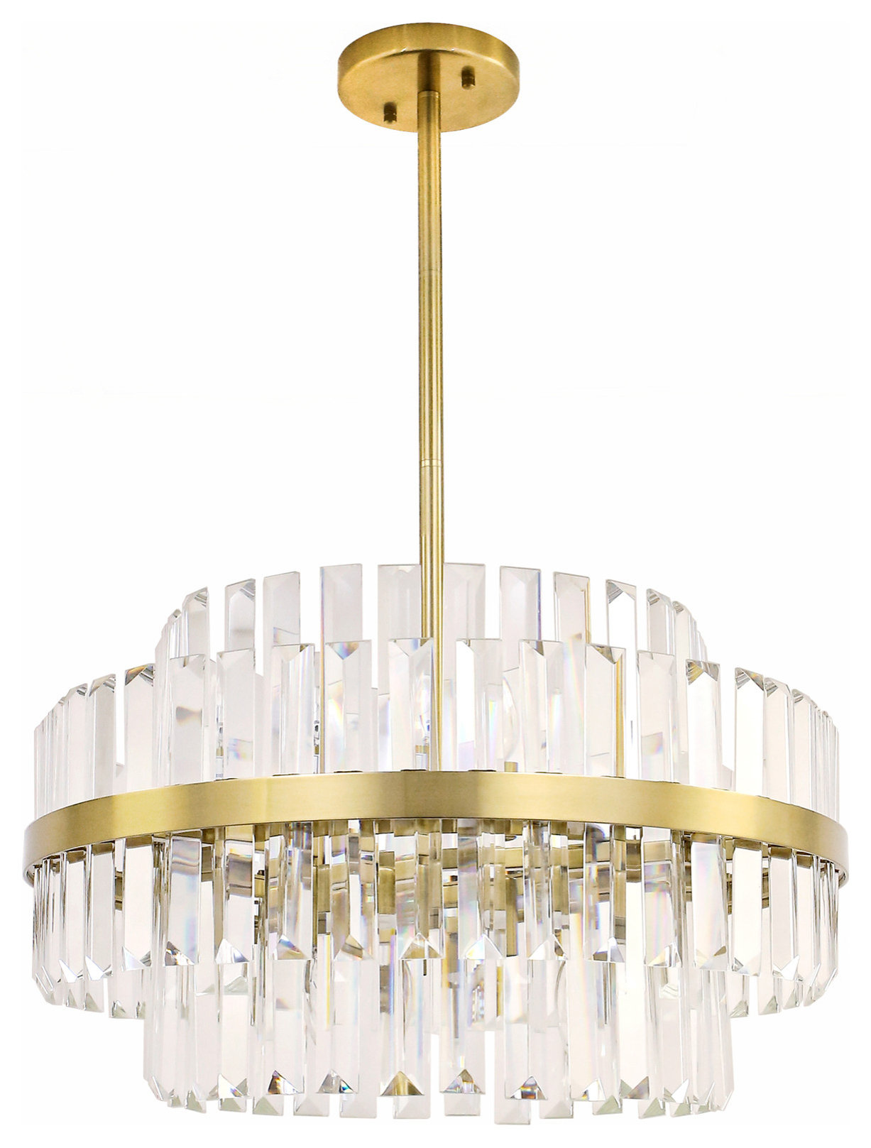 Sinclair Crystal Chandelier, Satin Gold - 24" ROUND - Contemporary ...