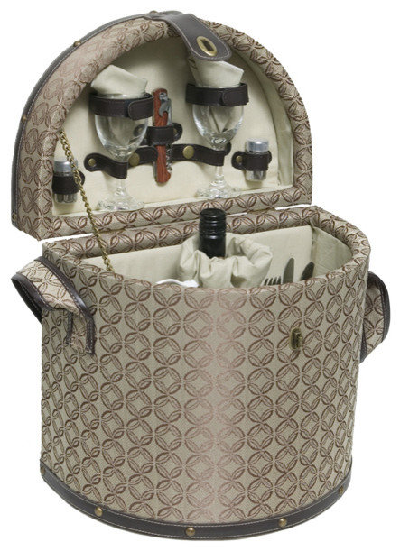 Kensington 2-Person Wooden Picnic Carrier, Brown - Contemporary ...