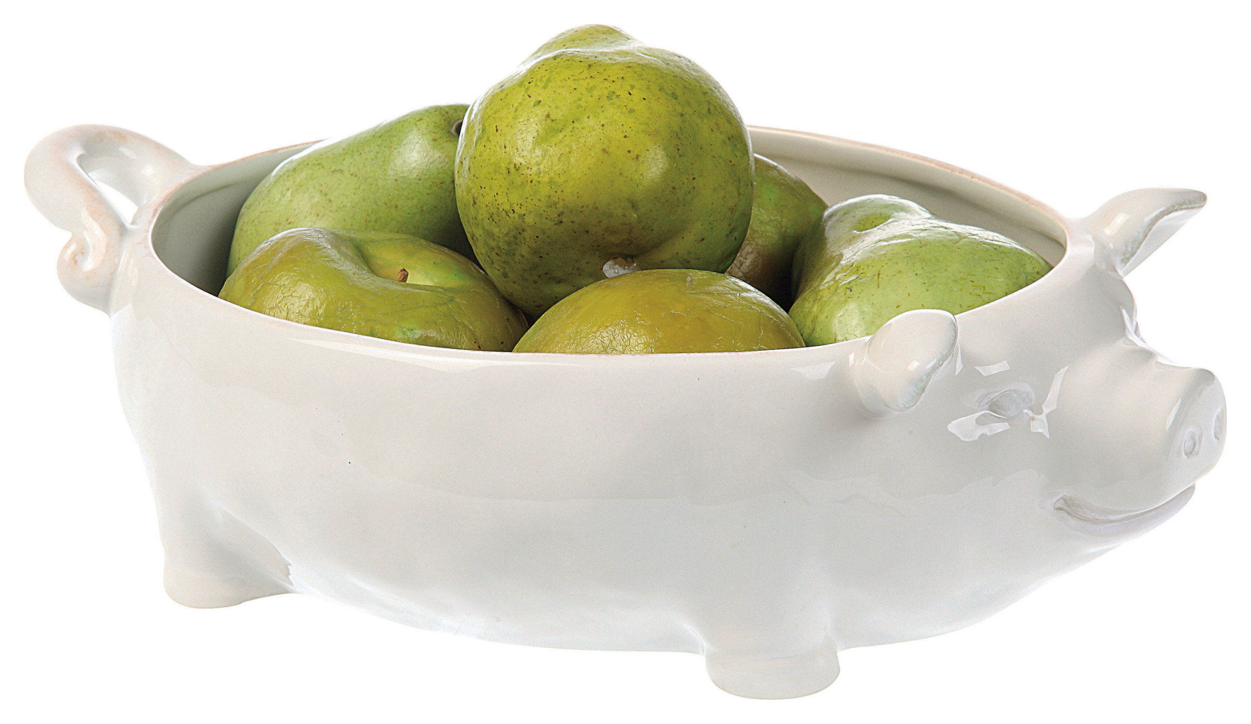 White Ceramic Pig Shaped Bowl - Farmhouse - Fruit Bowls And Baskets ...