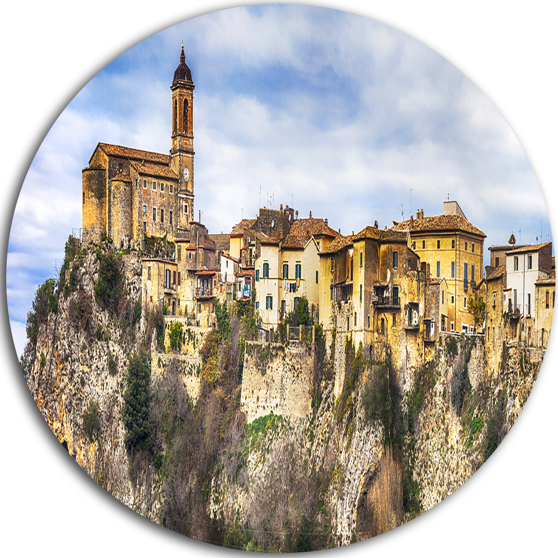 Toffia Hilltop Village, Landscape Disc Metal Artwork, Disc of 36 inch ...