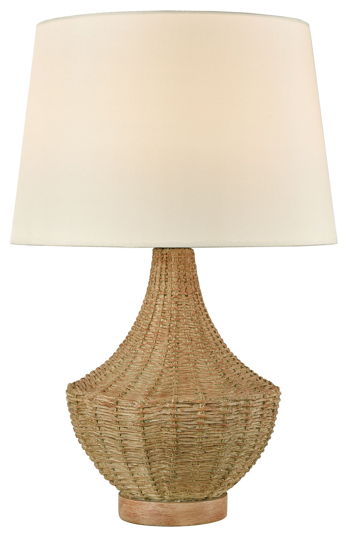 Rafiq Outdoor Table Lamp, Natural Rattan With Off-White Nylon Shade ...