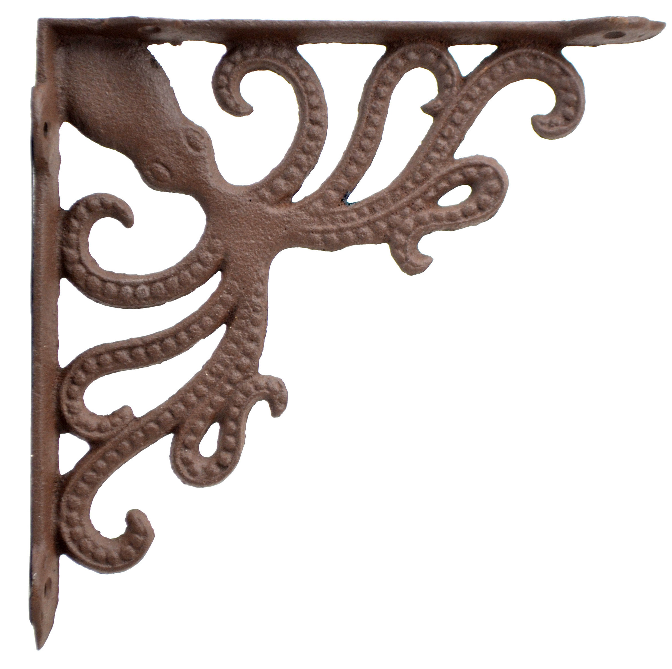 Nautical Shelf Bracket, Octopus, Rust Brown Cast Iron, 7.75" Deep ...