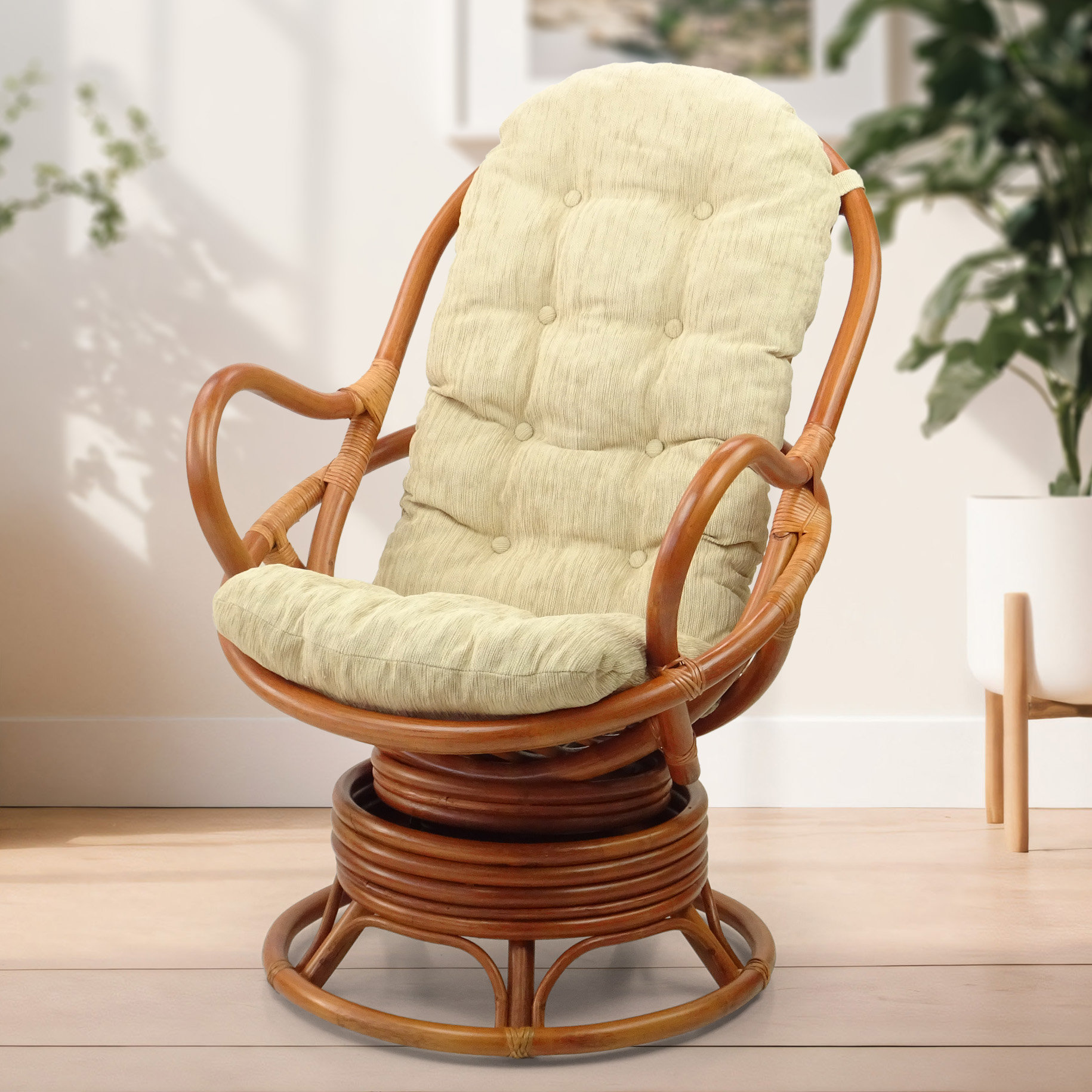 Java Lounge Swivel Rocking Rattan Wicker Chair Colonial - Tropical ...