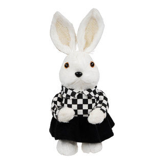 Girl Easter Rabbit Figurine, Checkered Dress -10" - Modern - Holiday ...