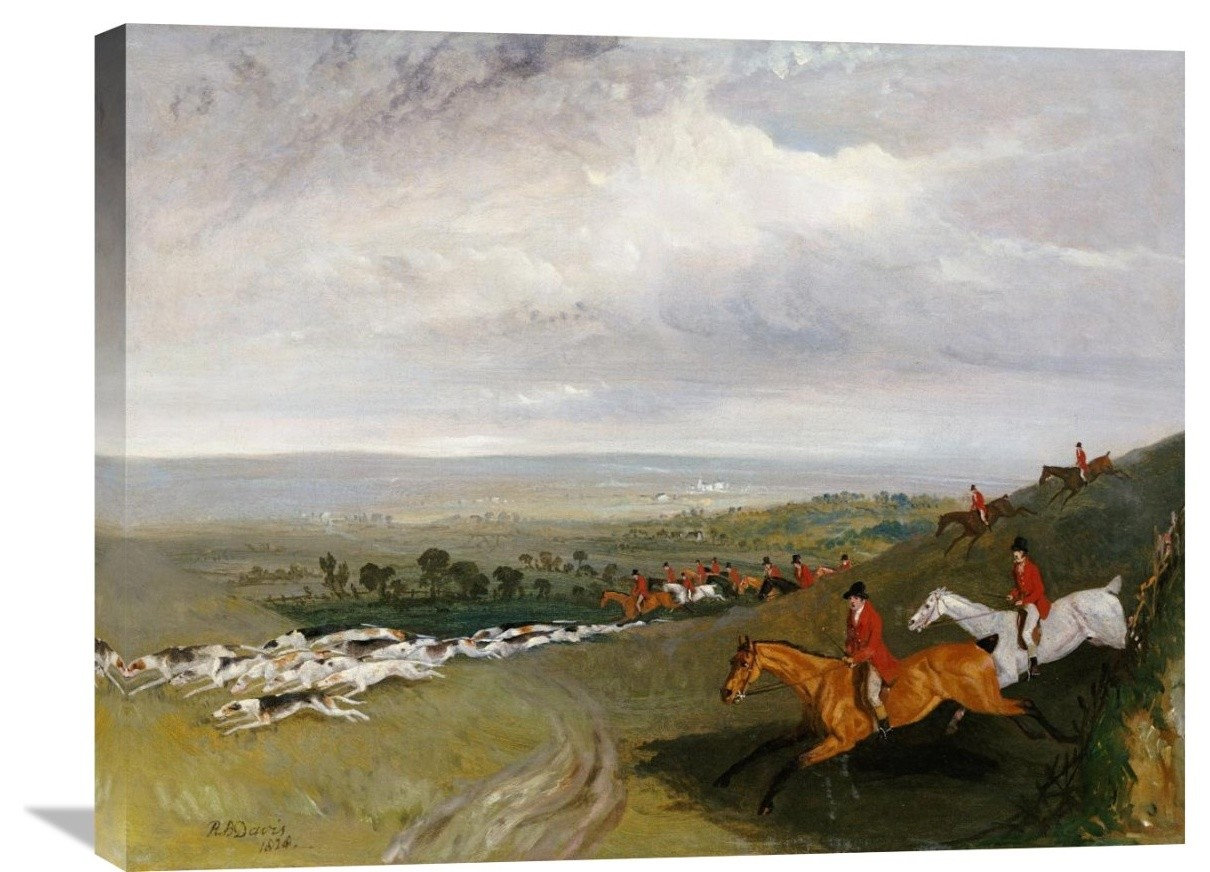 "Full Cry" Stretched Canvas Giclee by Robert Barrett Davis, 16"x12", 30 ...