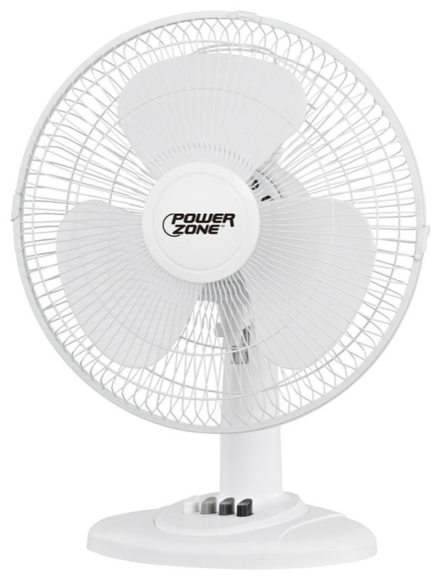 PowerZone F-1230 Oscillating Table Fan with 3-Speed, 12" - Electric ...