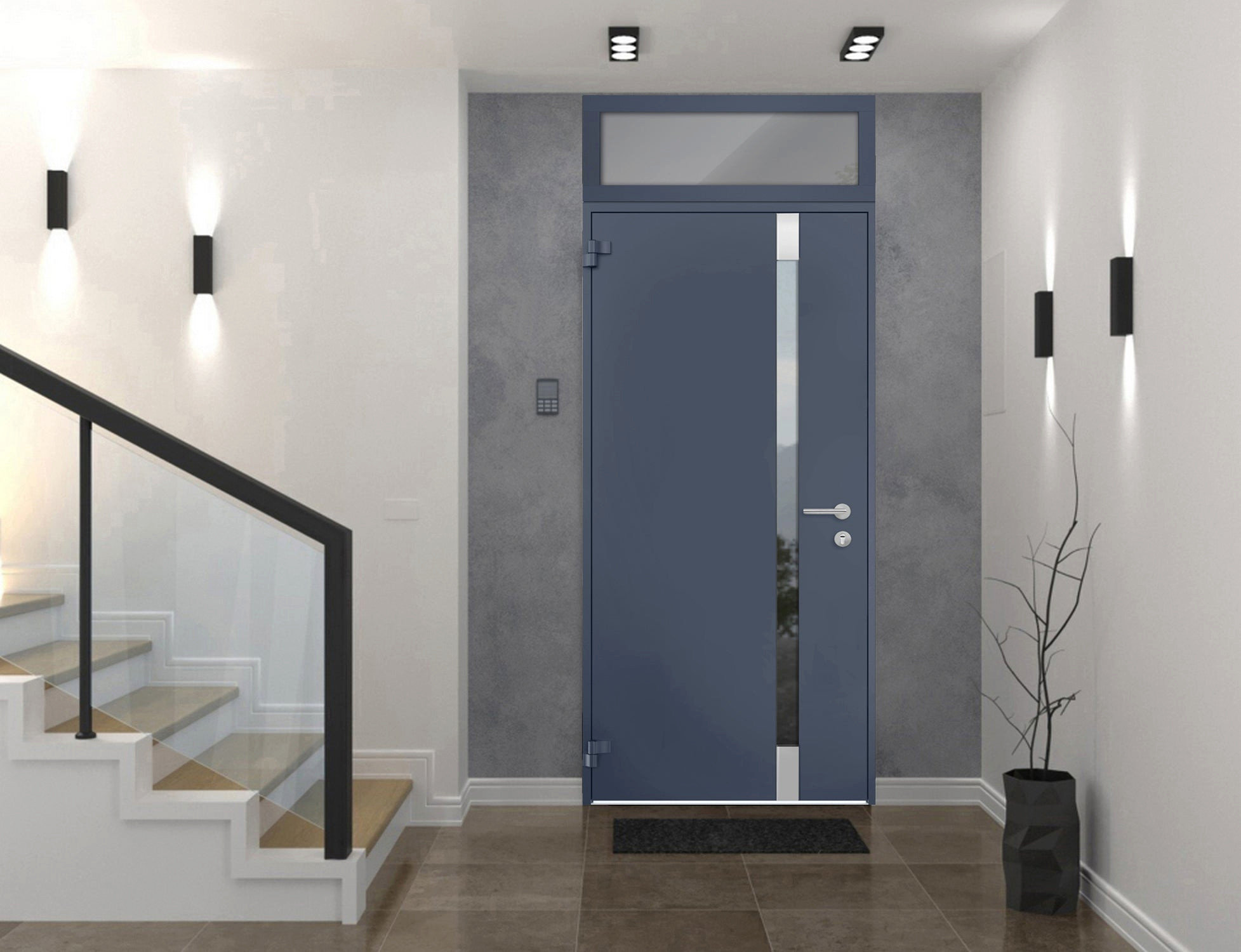 Front Exterior Prehung Steel Door Cynex 6777 Grey Stainless Inserts ...