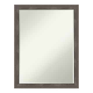Pinstripe Lead Grey Petite Bevel Wood Wall Mirror 20.5 x 26.5 in ...