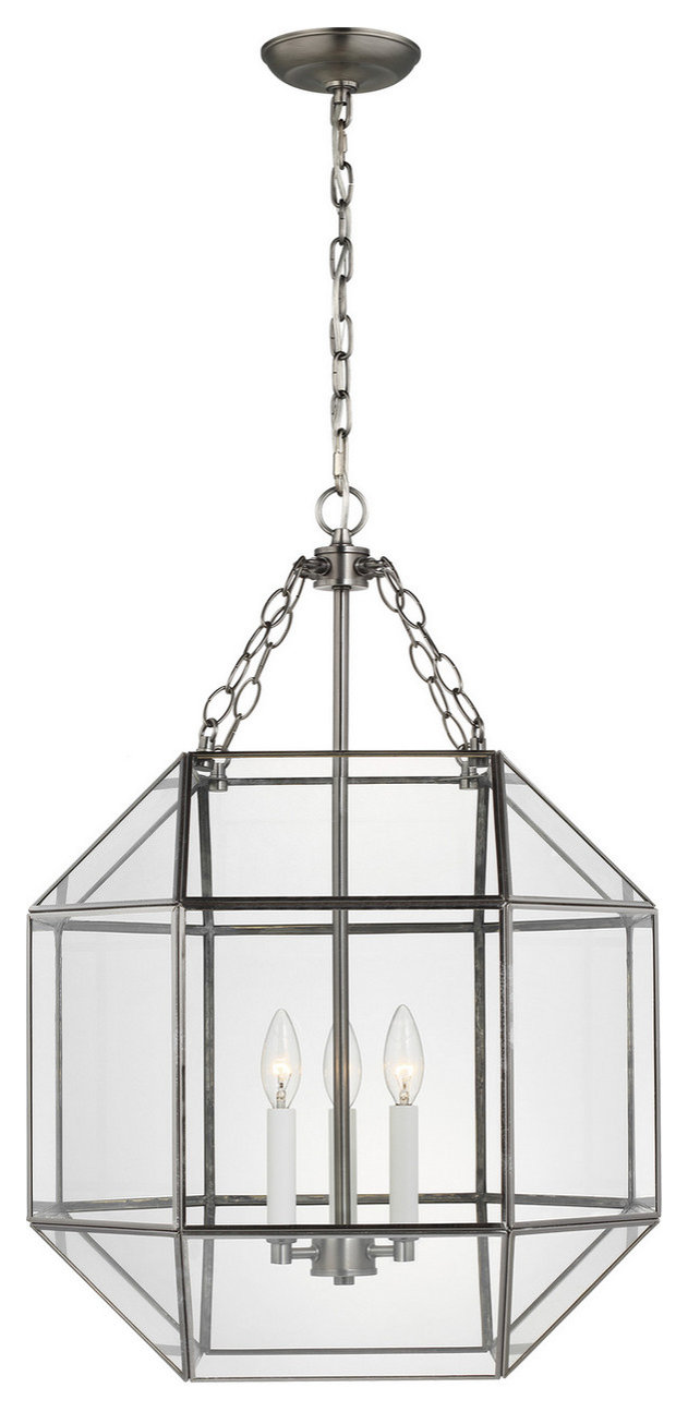 Morrison Three Light Lantern in Antique Brushed Nickel - Transitional ...