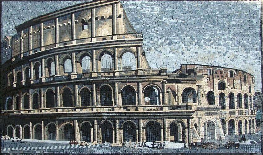 Colosseum Marble Mosaic Art, 61" x 36" - Contemporary - Tile Murals ...