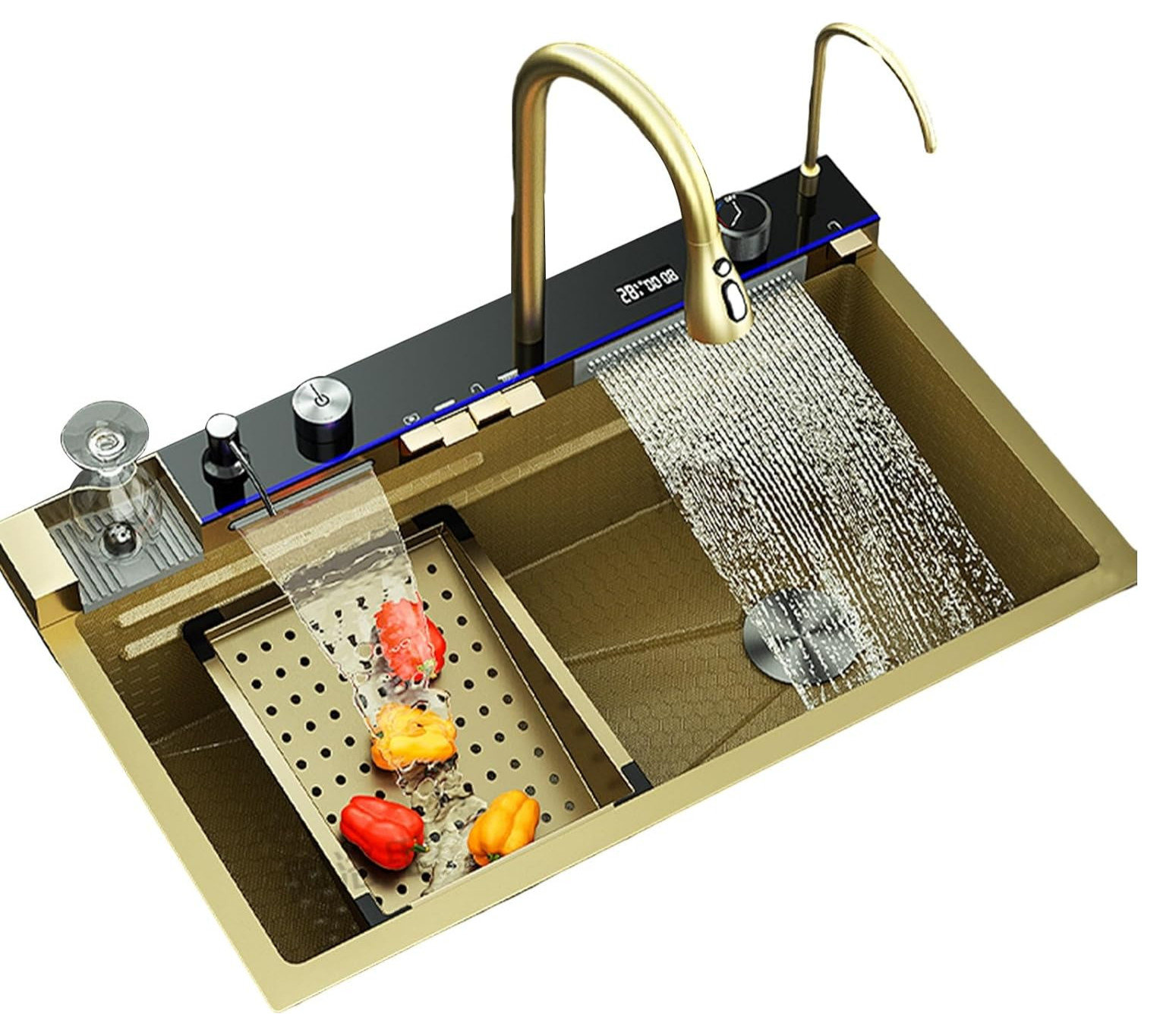 Bronstarz 29.5 INCH Nano Gold Two Waterfalls Sink Set - Contemporary ...
