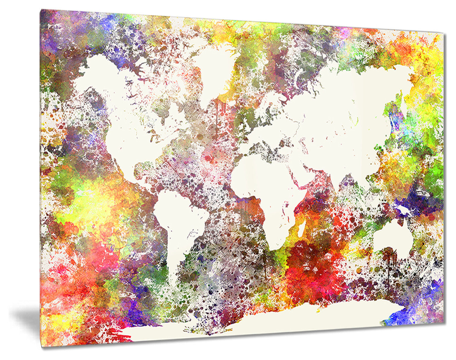 "World Map in Great Colors" Watercolor Map Metal Wall Art, 40"x30 ...
