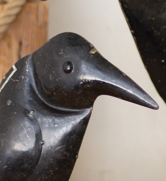 Antique Black Metal Raven Sculpture 2-Piece Set - Contemporary ...