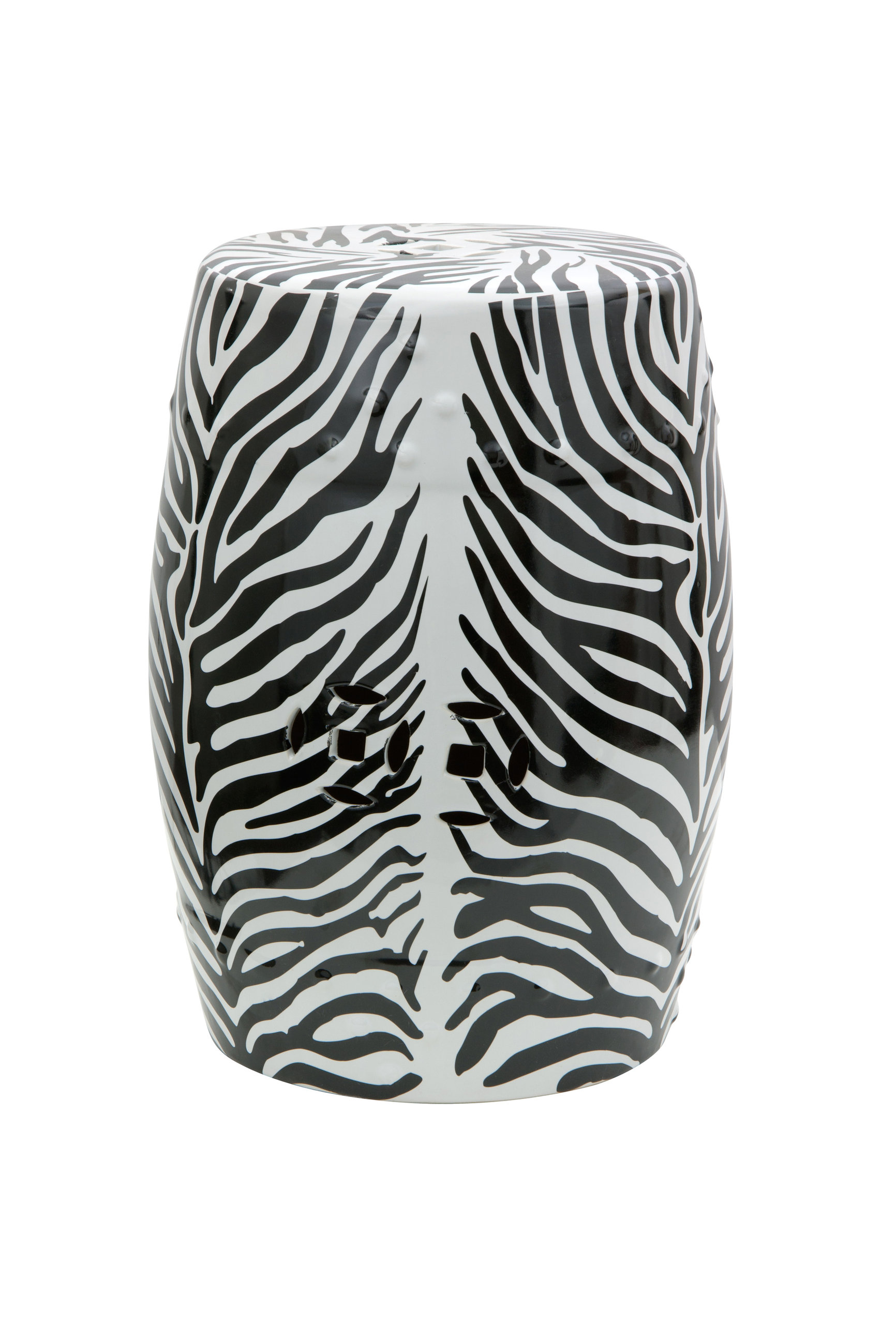 18" Zebra Leaf Porcelain Garden Stool - Asian - Accent And Garden ...