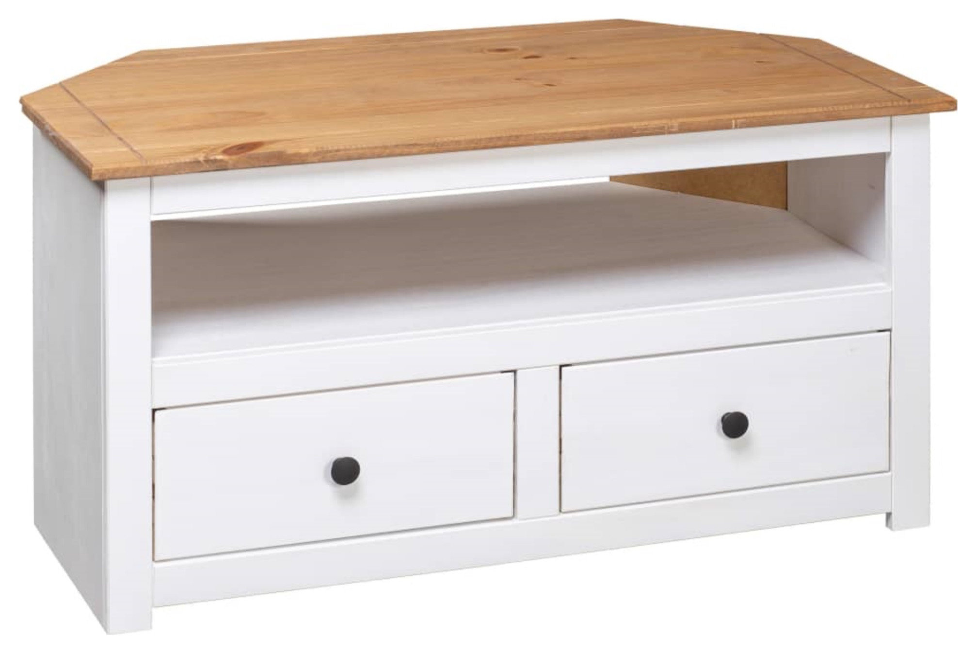 Vidaxl Corner Tv Cabinet White 36.6"x19.3"x19.3" Solid Pine Panama ...