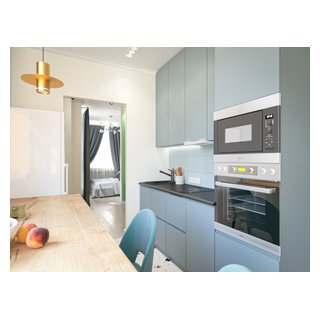 Planning of the compact Apartment 35 sq.m - Modern - Kitchen - London ...