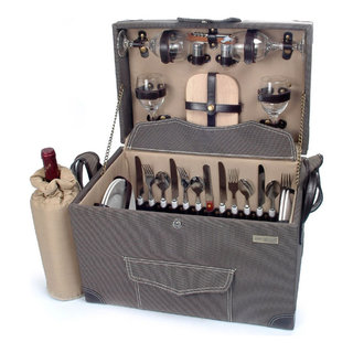 Rendezvous 4-Person Wooden Picnic Box - Contemporary - Picnic Baskets ...