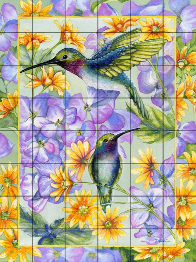 Tile Mural Kitchen Backsplash - Daisy Duo-DF - by Denise Freeman, 25.5 ...