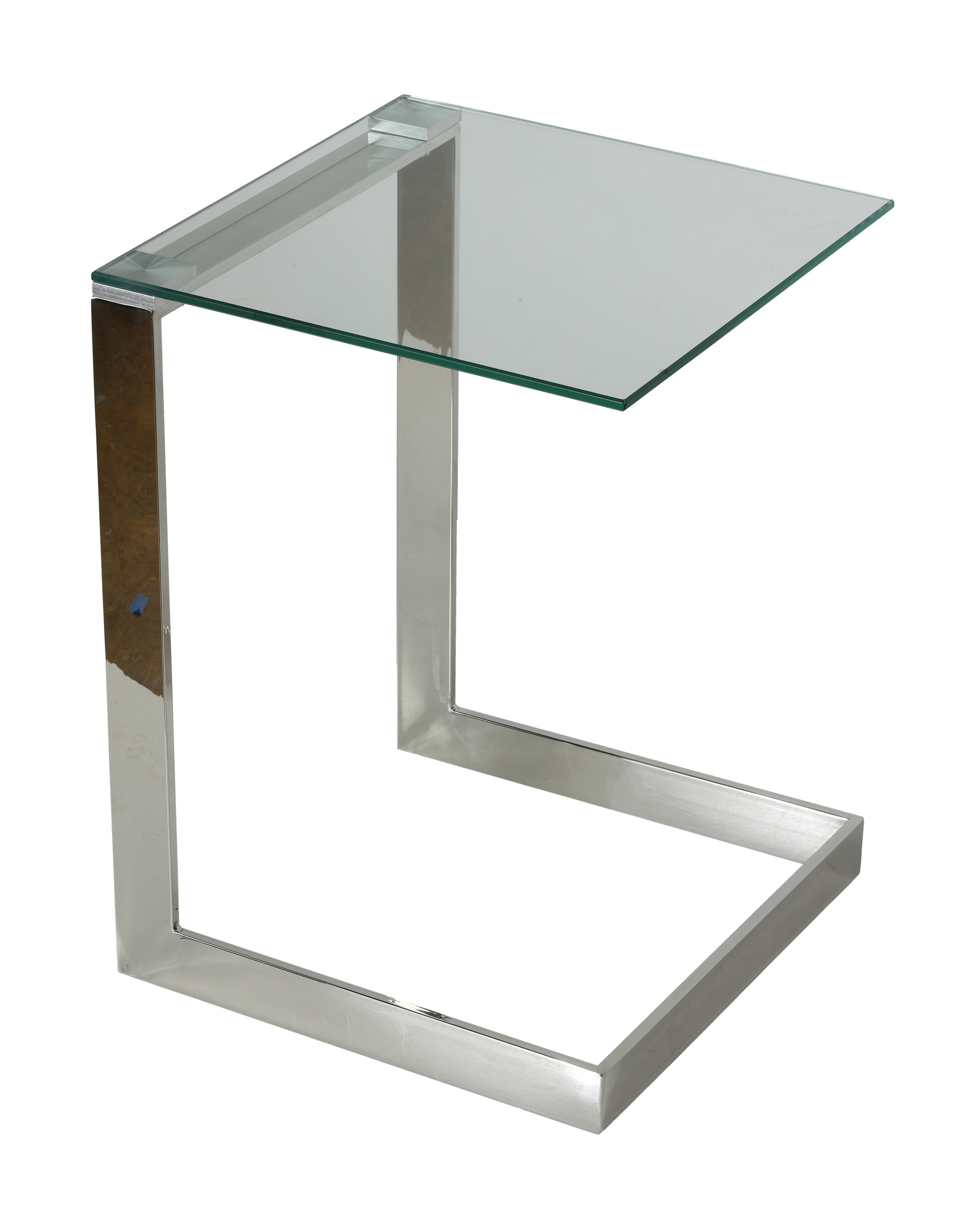 Cortesi Home Zulu End Table, Stainless Steel With Glass Top, C Shape ...