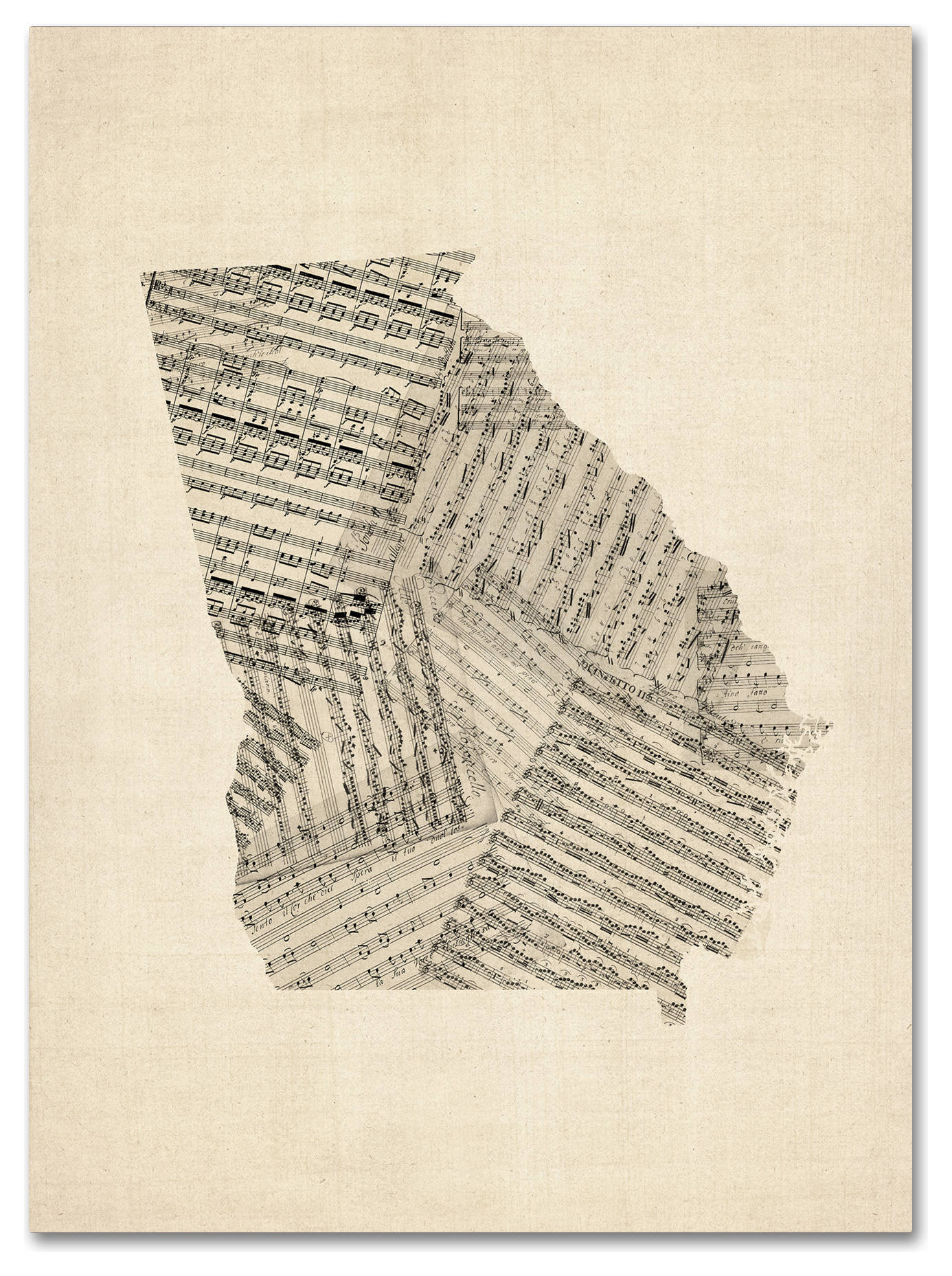 "Old Sheet Music Map of Georgia" Canvas Art by Michael Tompsett, 35"x47 ...