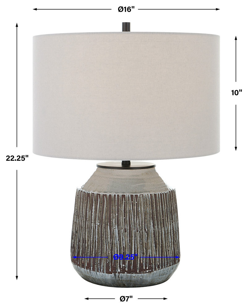 Rustic Rough Texture Blue Gray Crackle Ceramic Table Lamp 22 in ...