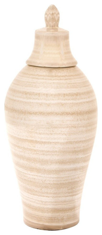 Howard Elliott Striped Jar With Pearlized Glaze, Neutral, Large ...