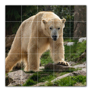 Bear Ceramic Tile Wall Mural HZ500128, 30" Wide x 30" High - Rustic ...