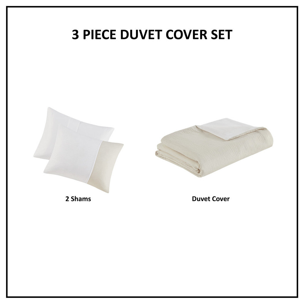 Beautyrest Miro 3 Piece Gauze Oversized Duvet Cover Set, King/Cal King ...