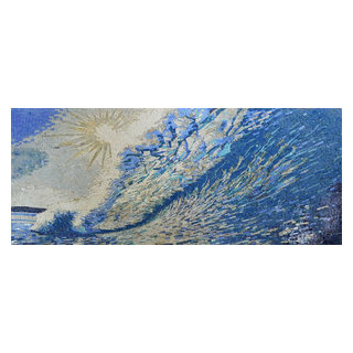 Abstract Mosaic Art of Ocean and Waves, 77" x 31" - Beach Style - Tile ...
