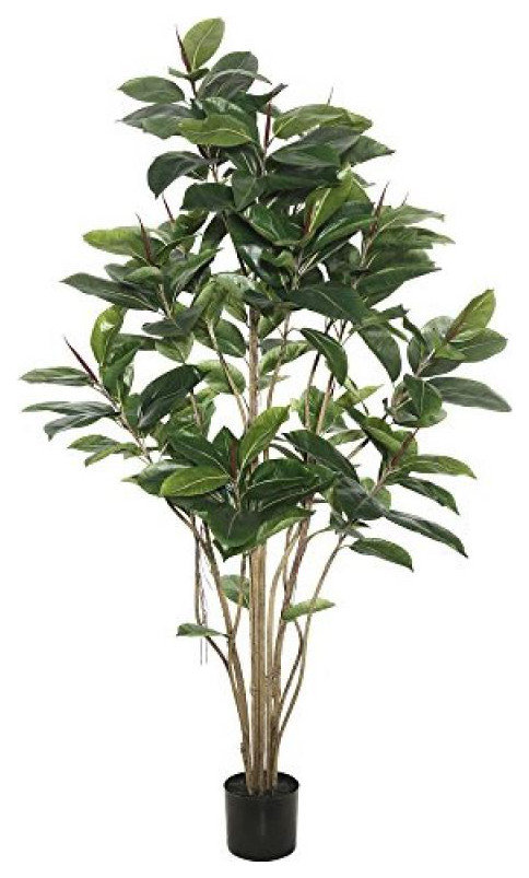 6' Potted Rubber Tree W/185 Lvs-Green - Contemporary - Artificial ...