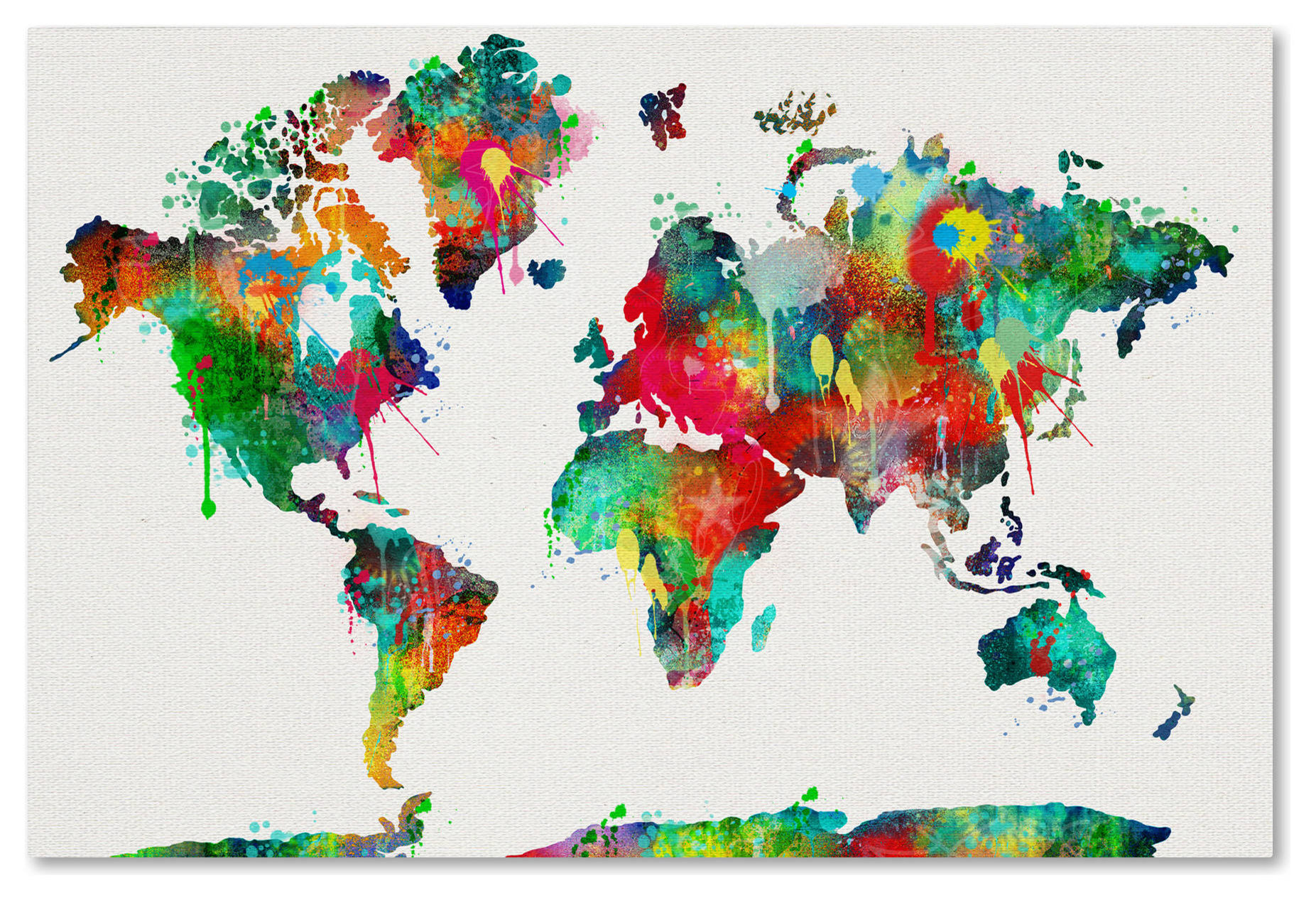 ALI Chris 'World Mape 6' Canvas Art, 24"x16" - Contemporary - Prints ...