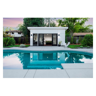 Detached Poolside Studio with Low Shed Roof - Contemporary - Granny ...