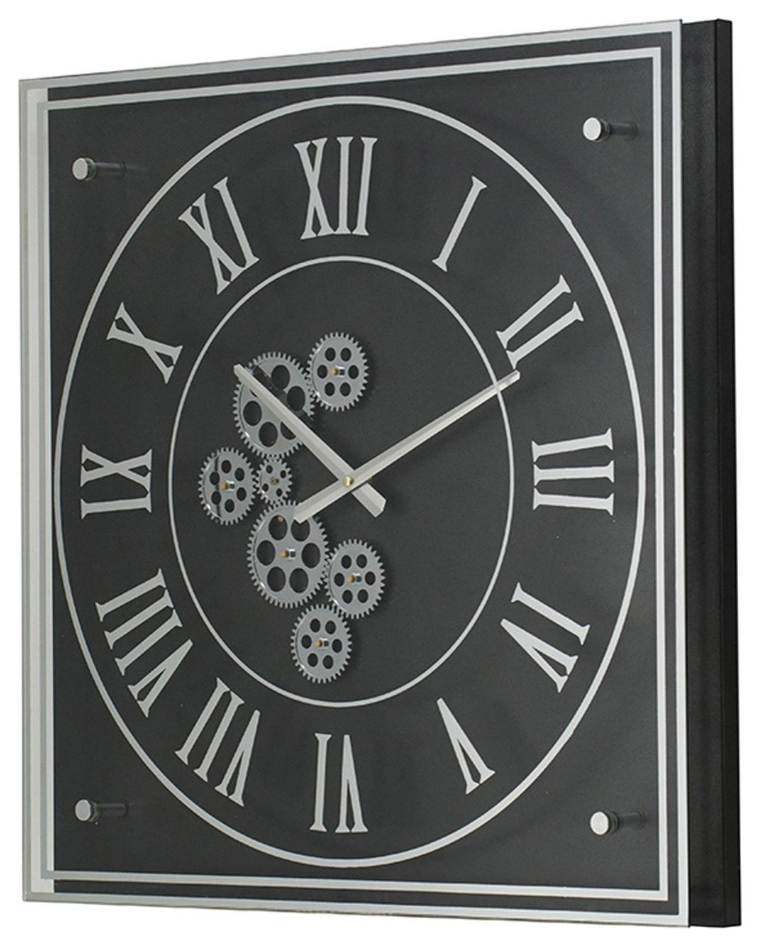 Vintage Style Gears Black and Silver Square Wall Clock - Contemporary ...