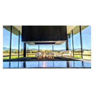 Custom Open Indoor Fire Pit for Modern Montana Home - Contemporary ...