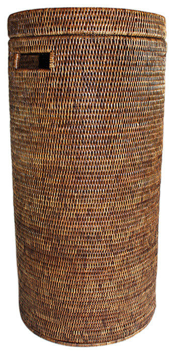Rattan Tall Round Laundry Hamper 28" - Tropical - Hampers - by Hudson ...