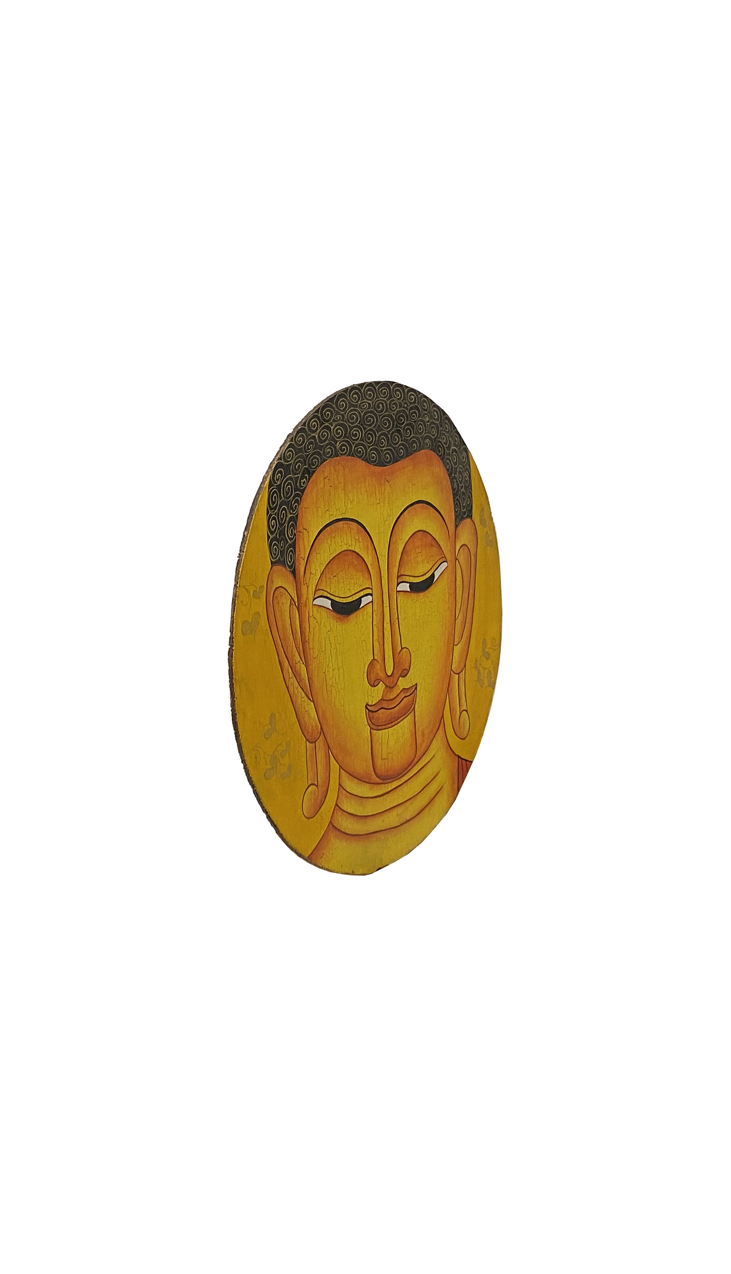 Round Golden Yellow Buddha Head Graphic Wood Art Plaque Panel Hws3216 ...