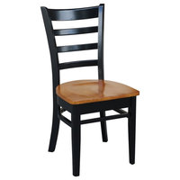 Pemberly Row Set of Two Solid Wood Emily Side Chairs in Black/Cherry ...