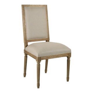 Tufted Louis Side Chair, Natural Linen - French Country - Dining Chairs ...