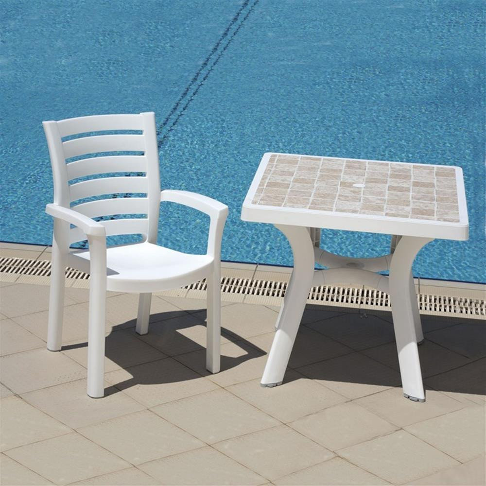 Compamia Marina Resin Patio Dining Arm Chair in White - Contemporary ...