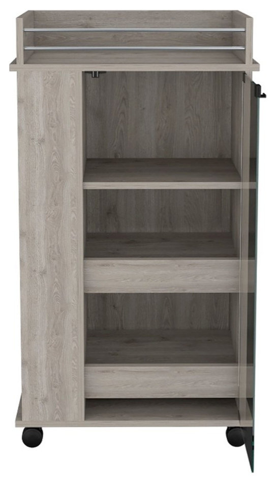 Pemberly Row Modern Engineered Wood Bar Cart with 2-Side Shelves in ...