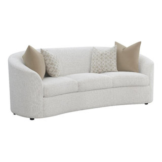 Maklaine Modern Fabric Upholstered Tight Back Sofa in Latte Finish ...