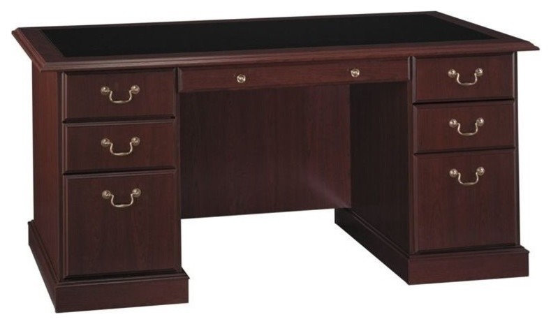 Pemberly Row Executive Desk in Cherry - Engineered Wood - Traditional ...