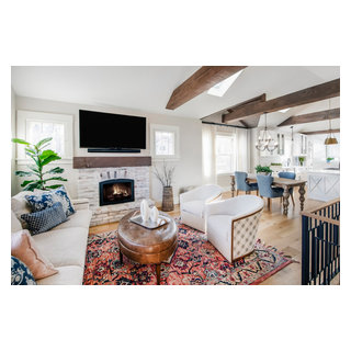 Vaulted ceilings opens the main floor - Transitional - Living Room ...