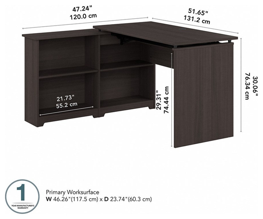 Cabot 52W 3 Position Sit to Stand Corner Desk in Heather Gray ...