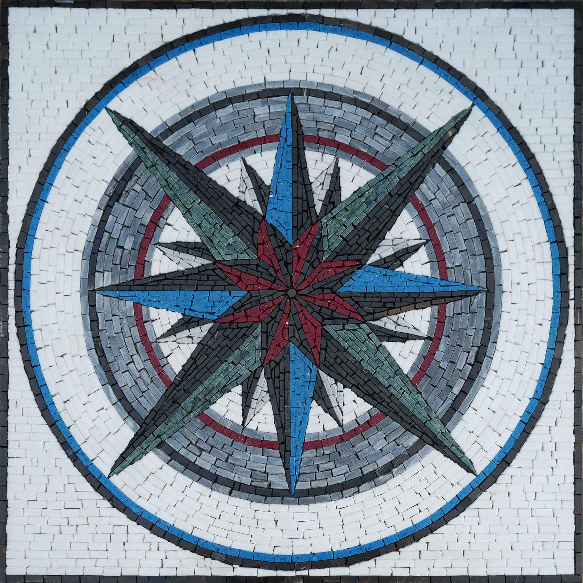 Everywhere Compass- Mosaic Medallion Art, 36" x 36" - Beach Style ...