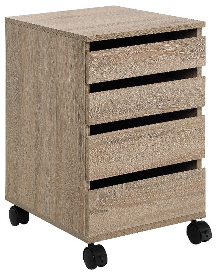 Holly 4-Drawer Mobile Storage Cart in Engineered Wood River Oak Finish ...