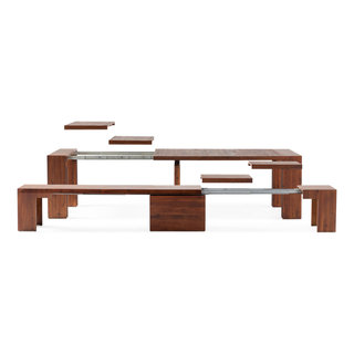 Transformer Table Dining Table Set With Bench - Transitional - Dining ...
