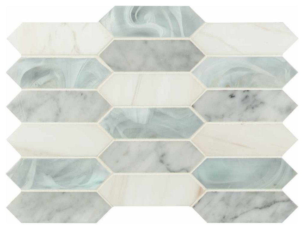 Cienega Spring Picket Elongated Hexagon Pattern Stone Glass Multi ...